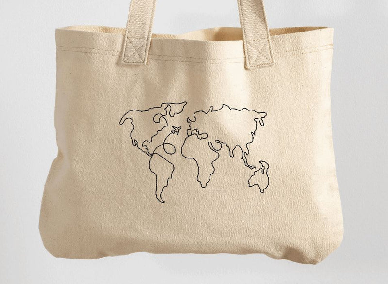 World Map One line machine embroidery design - So Fontsy