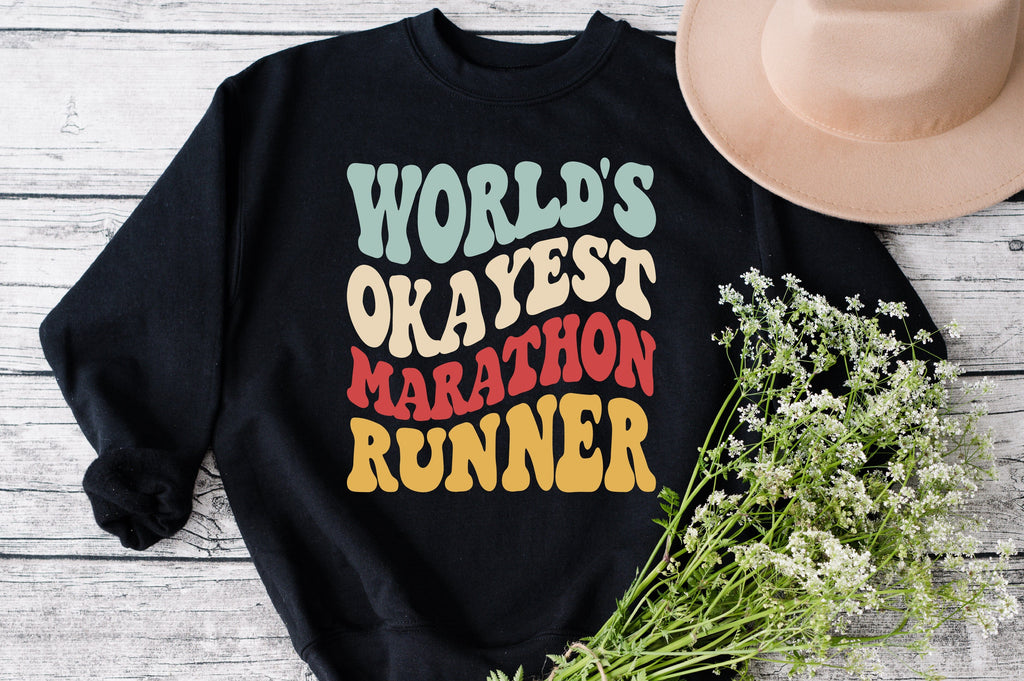 World's Okayest Marathon runner svg, wavy Groovy svg, style Stacked svg ...