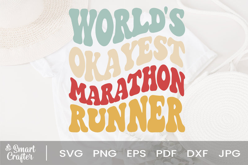 World's Okayest Marathon runner svg, wavy Groovy svg, style Stacked svg ...