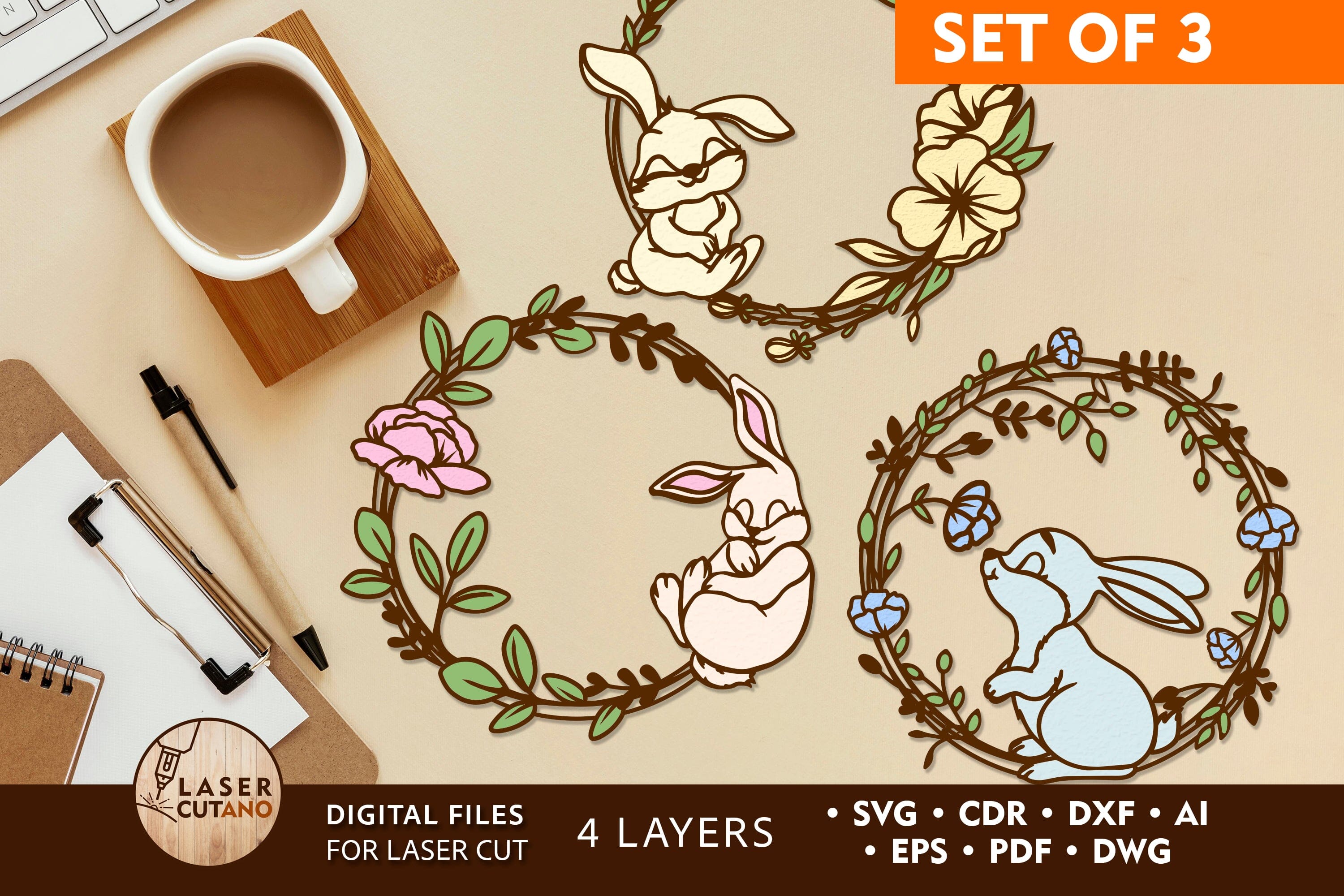 WREATH EASTER Bundle Paper Cut and Laser Cut Template - So Fontsy