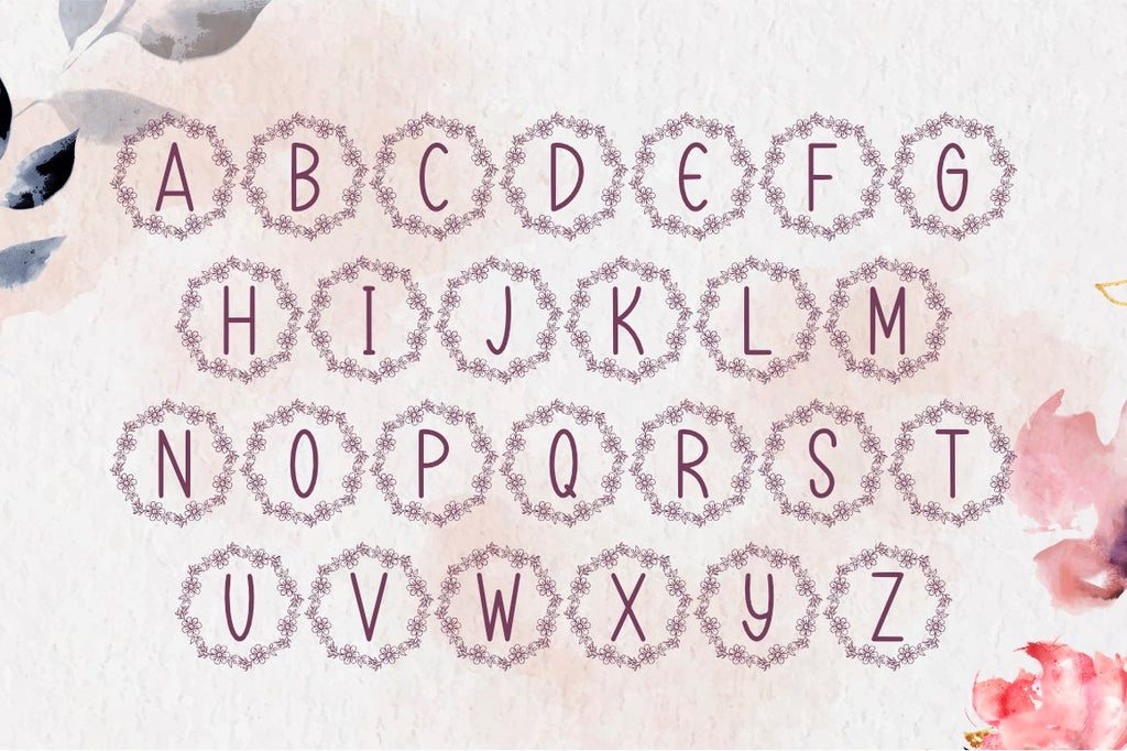 Wreath Flowers Monogram - So Fontsy