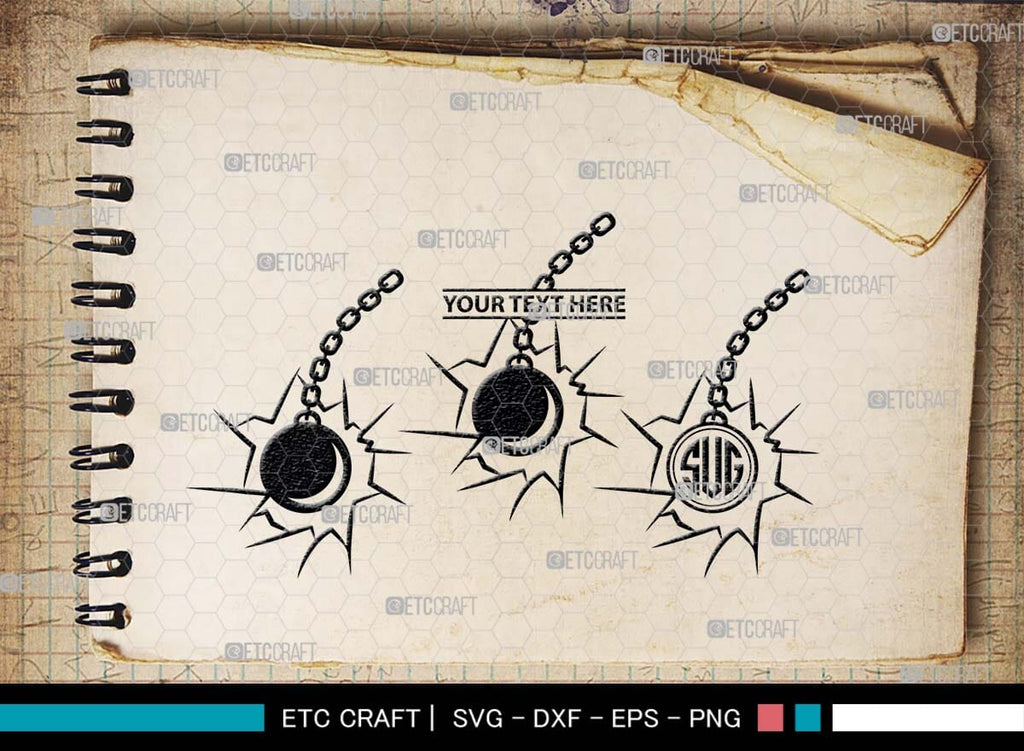 Wrecking Ball Monogram, Wrecking Ball Silhouette, Wrecking Ball SVG ...