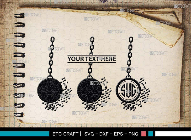 Wrecking Ball Monogram, Wrecking Ball Silhouette, Wrecking Ball SVG ...