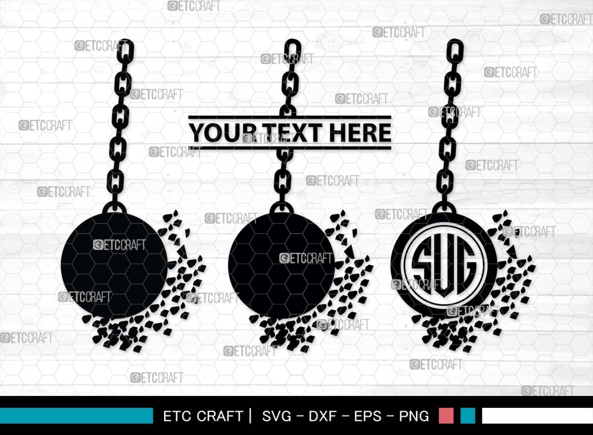 Wrecking Ball Monogram, Wrecking Ball Silhouette, Wrecking Ball SVG ...