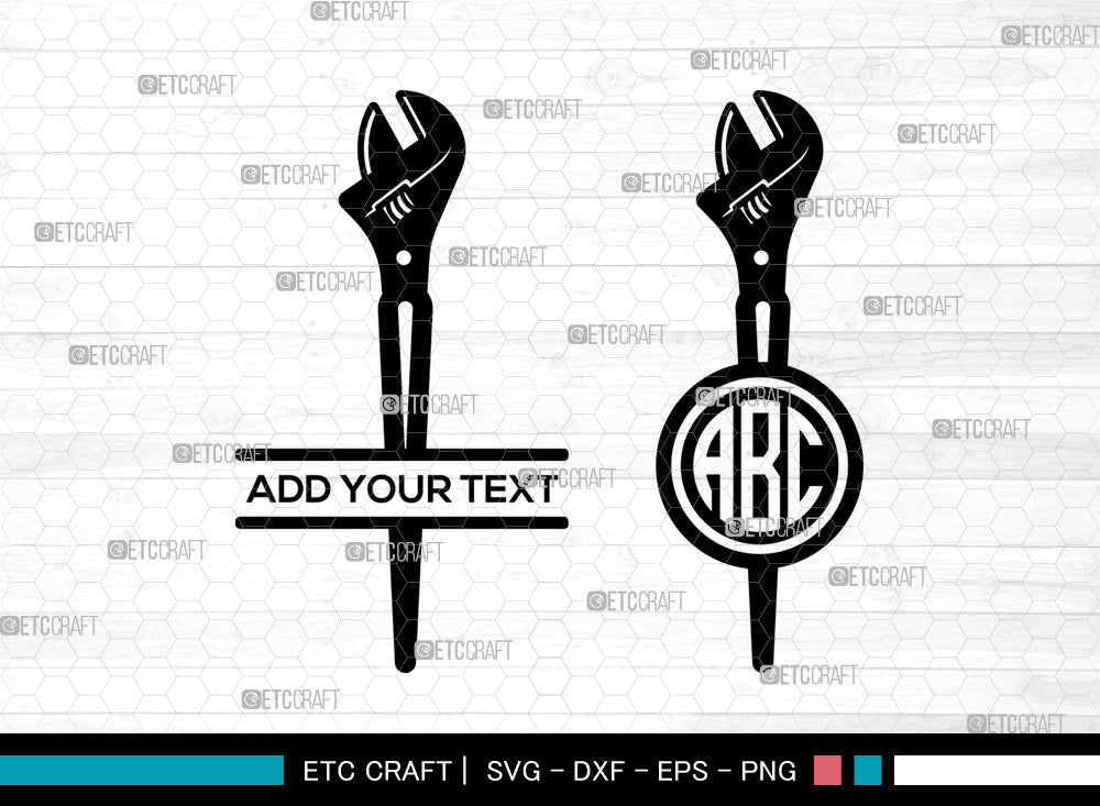 Wrench Monogram SVG, Wrench SVG, Circle Monogram Svg, Adjustable Wrench ...