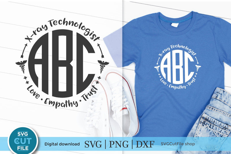 X-Ray Tech monogram svg for crafters - So Fontsy
