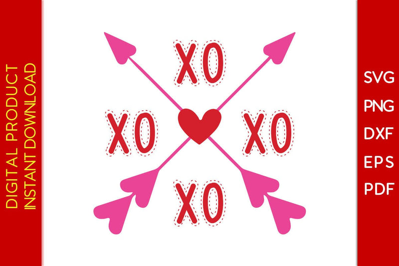 XOXO Hearts Cross Valentine's Day SVG PNG EPS Cut File - So Fontsy