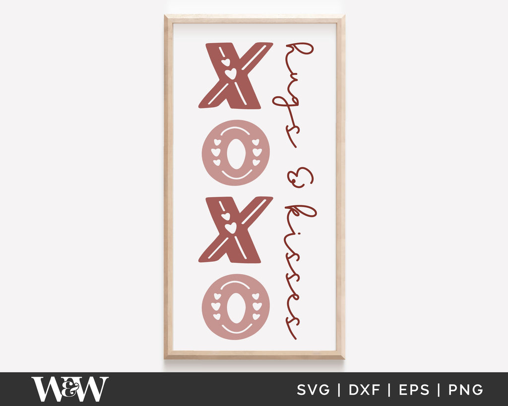XOXO Hugs And Kisses SVG | Valentine Vertical SVG - So Fontsy