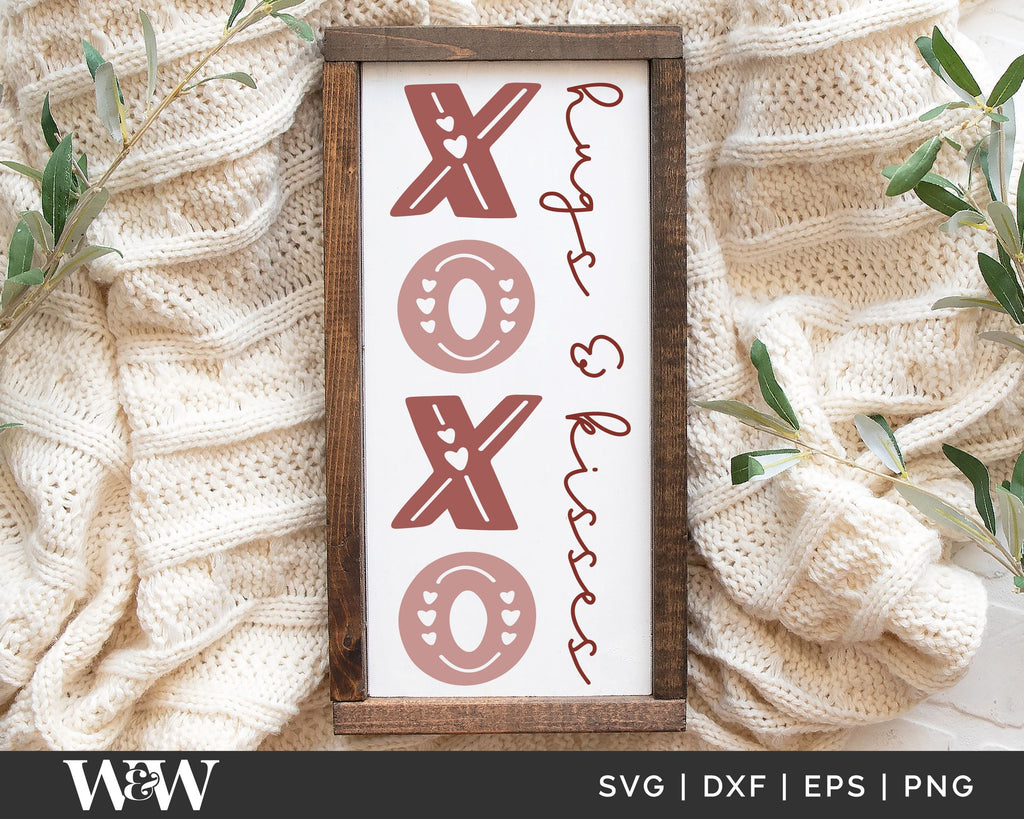 XOXO Hugs And Kisses SVG | Valentine Vertical SVG - So Fontsy