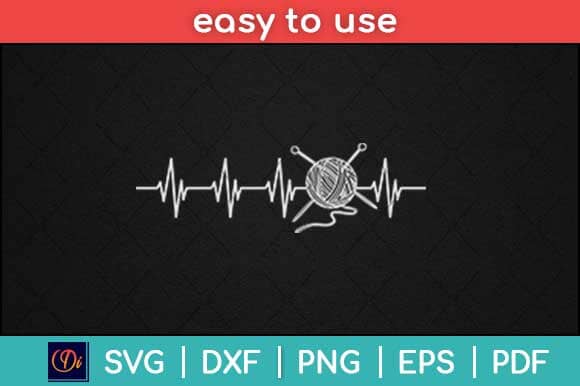 Yarn Heartbeat Funny Knitting Crocheting Svg Design - So Fontsy