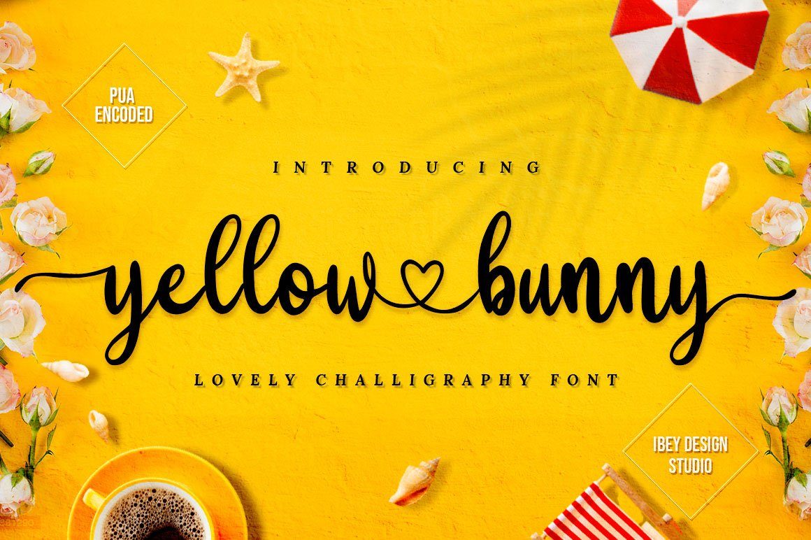 Yellow Bunny - Heart Font - So Fontsy