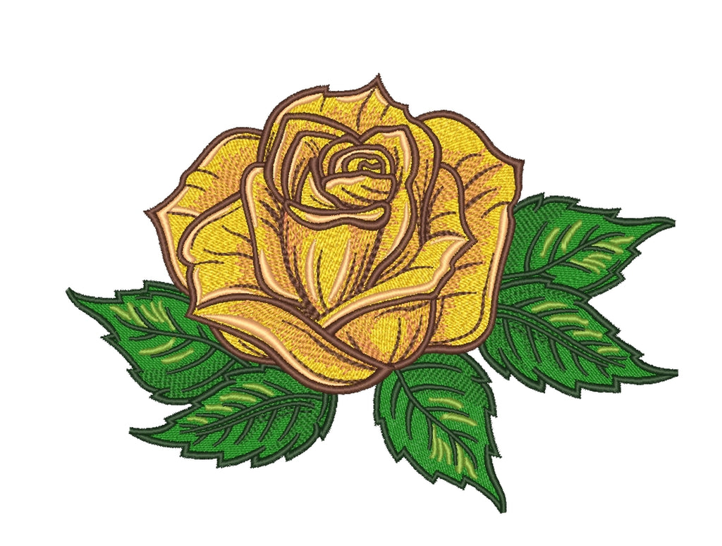 Yellow Rose Embroidery Design, 3 sizes - So Fontsy