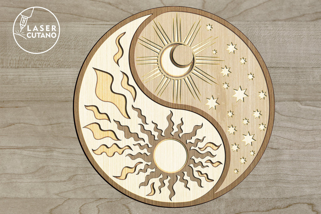 YIN YANG Multilayer Laser Cut Files, Mandala, Round Sign SVG, 3D ...