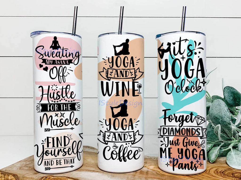 Yoga 20oz Skinny Tumbler, Motivational Quote Tumbler Wrap, Positive ...