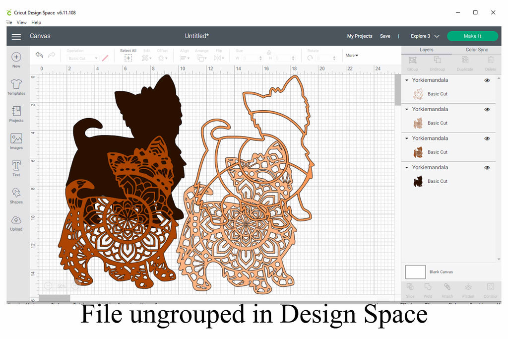 Yorkshire Terrier Mandala SVG - 4 Layered Yorkie Design - So Fontsy