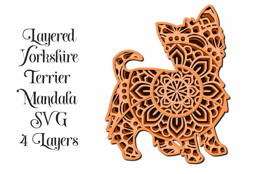 Yorkshire Terrier Mandala SVG - 4 Layered Yorkie Design - So Fontsy