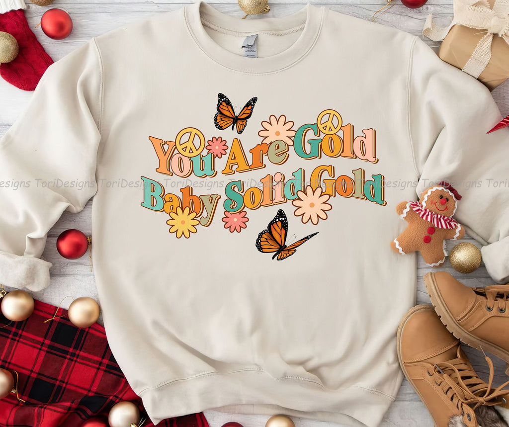 You Are Gold, Baby Solid Gold PNG, Inspirational Png Bundle, Retro ...
