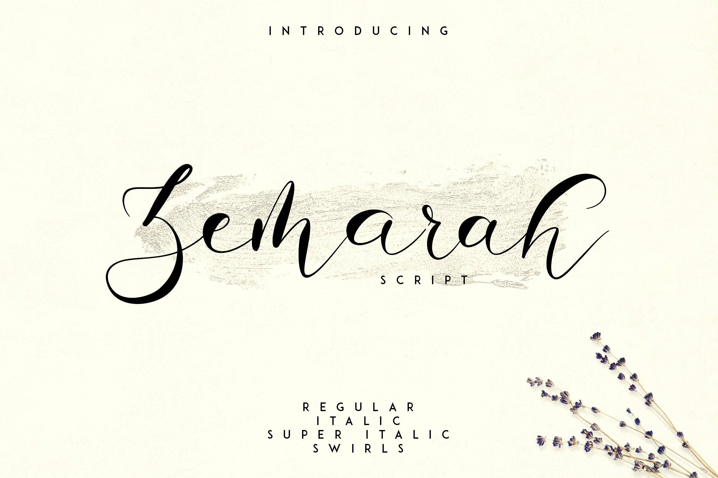Zemarah script - 3 styles + Extras - So Fontsy