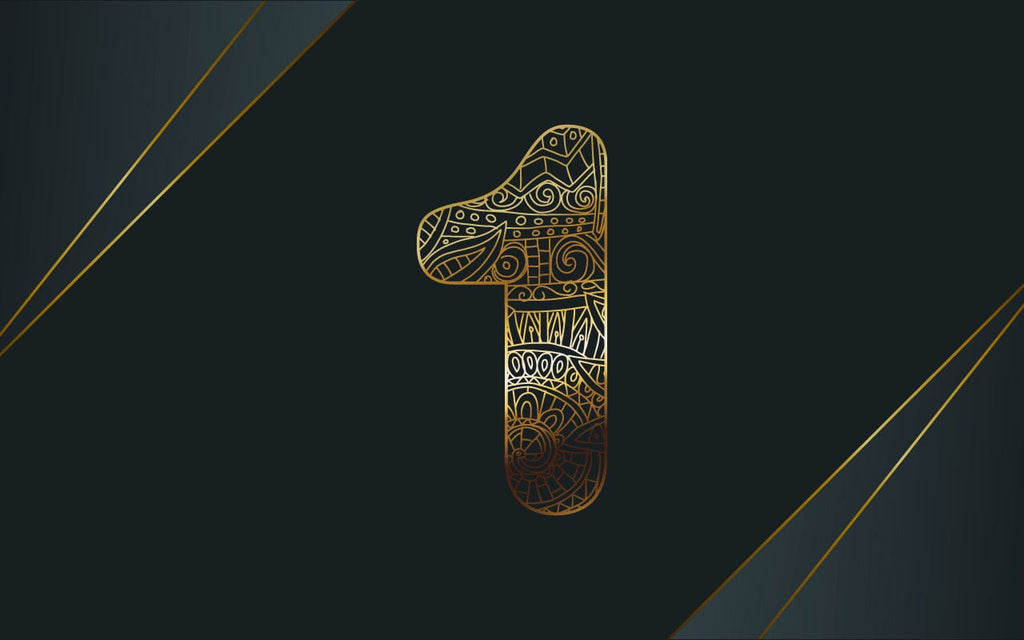 Zentangle 1 number. Mandala Ornamental One designs with a golden color ...