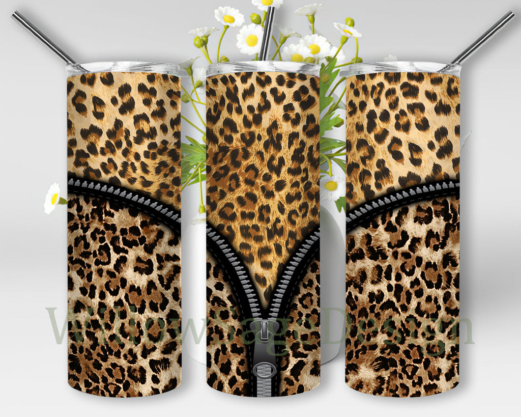Zipper Leopard 20oz Full Tumbler Wrap, Zipper Tumbler Png, Leopard ...