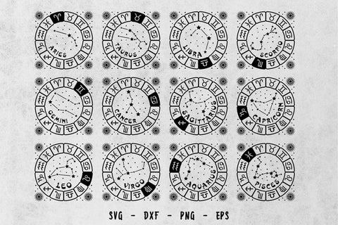 Zodiac constellation svg, Zodiac svg bundle, Astrology svg, Stars svg ...
