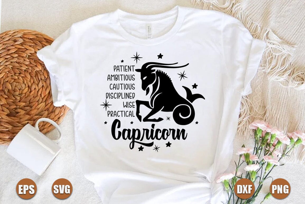 Zodiac SVG Design, Capricorn - So Fontsy