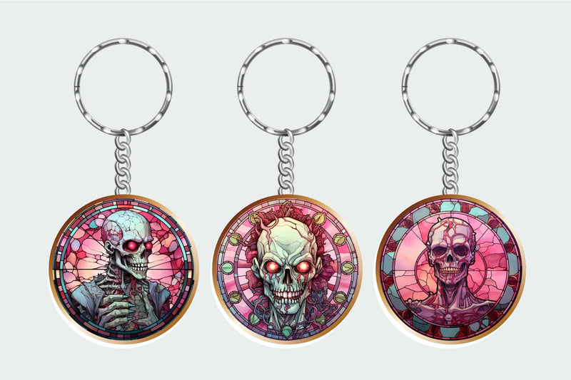 Zombie Halloween Keychain Sublimation Bundle Stained Glass - So Fontsy